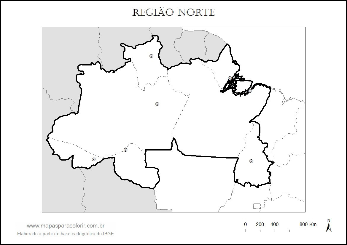 Mapa da Região Norte para colorir Mapa da Região Norte para colorir